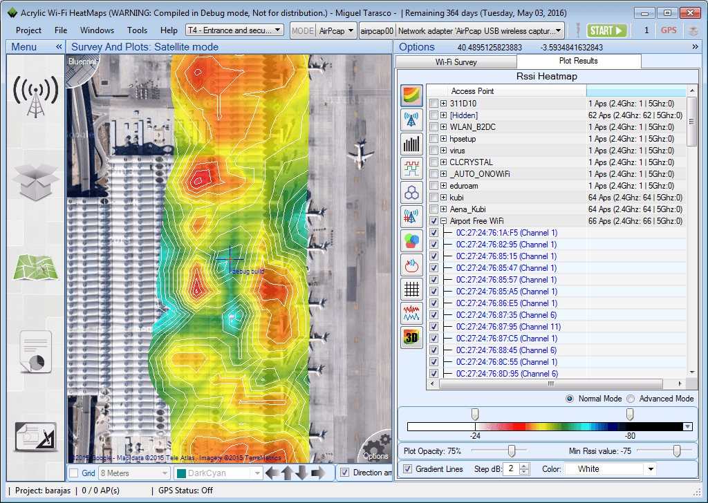 2D and 3D WLAN coverage map software and network isolines