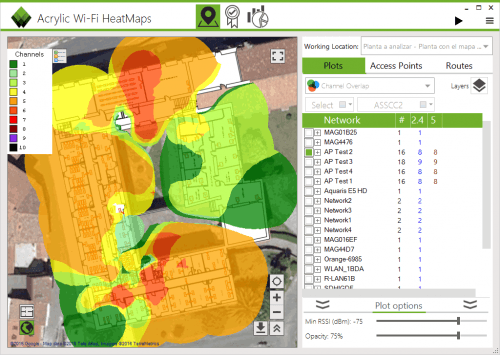 Wi-Fi channel coverage and overlapping map