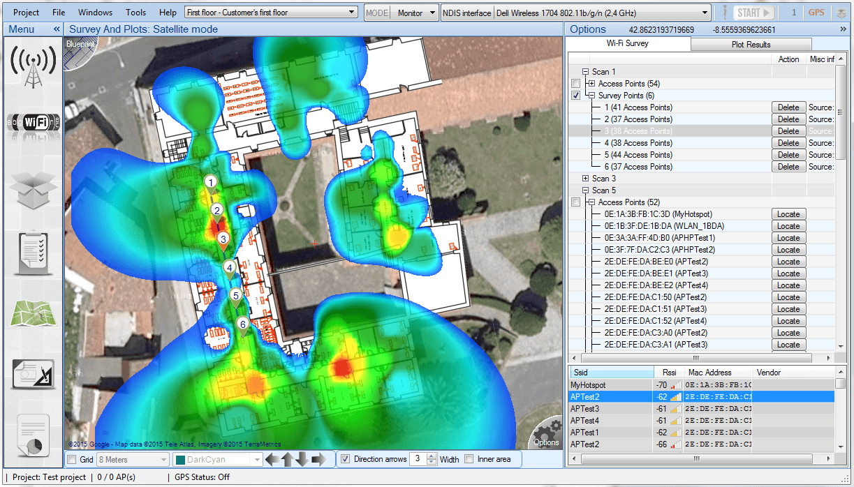 Karte zur WLAN-Abdeckung | Heatmaps mit Acrylic Heatmaps