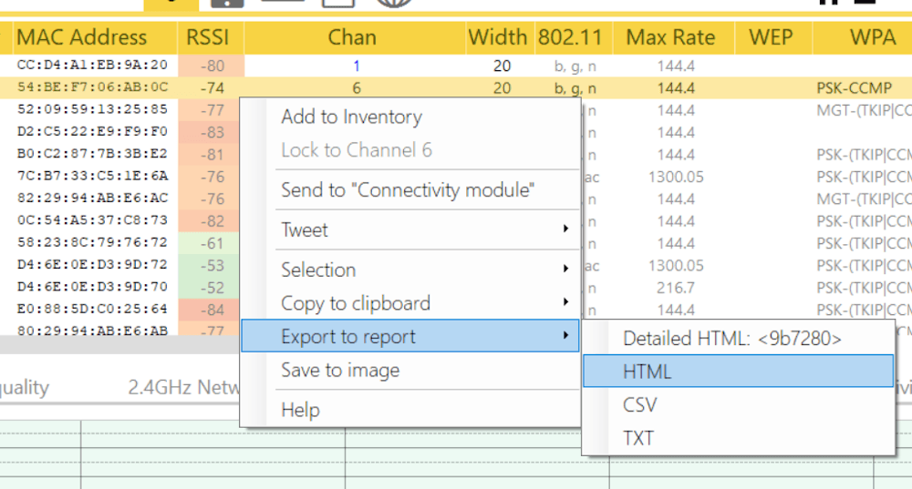 Advanced WiFi analysis with Acrylic Free WLAN NDIS driver